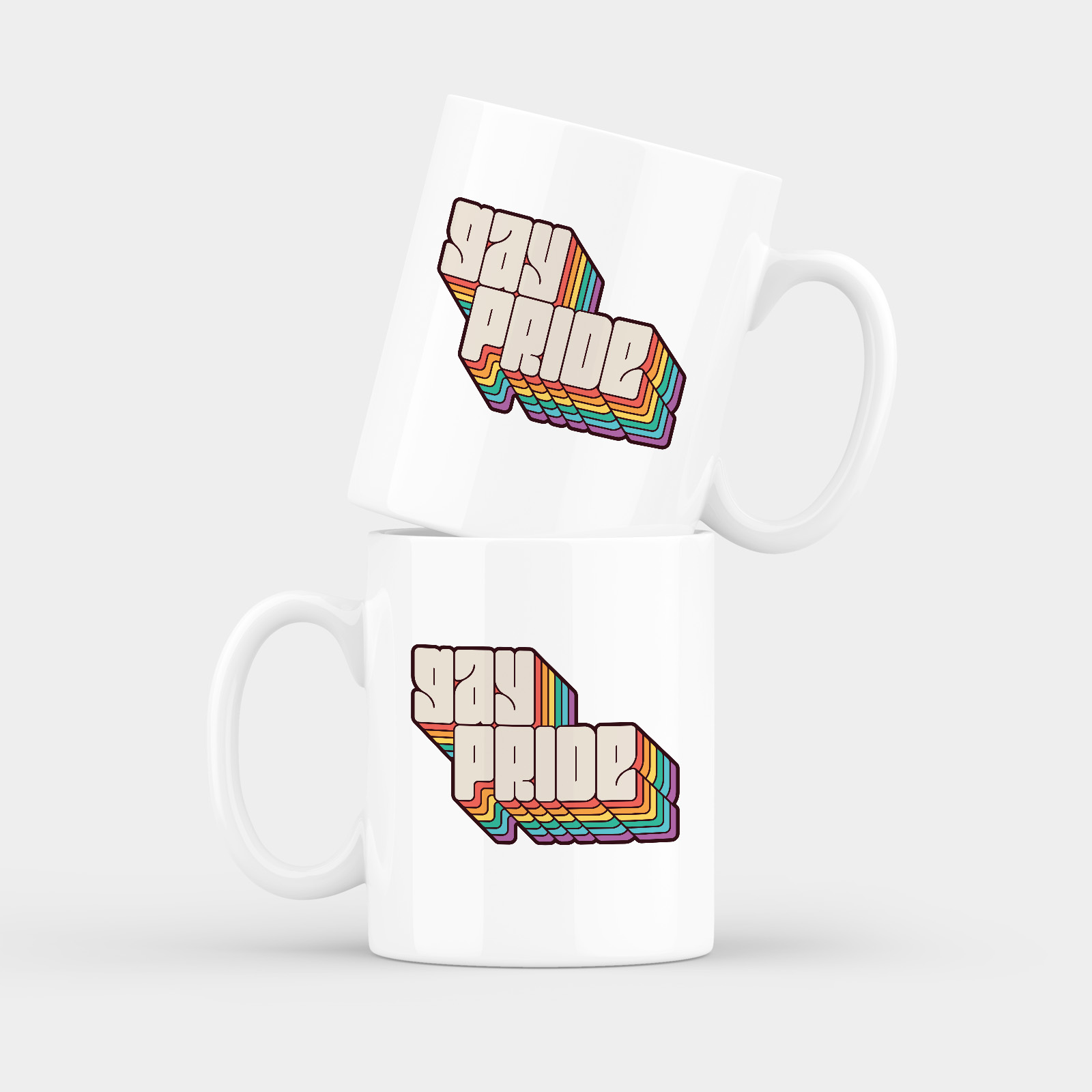 Retro Gay Pride Lettering Mug - Rainbow Republic