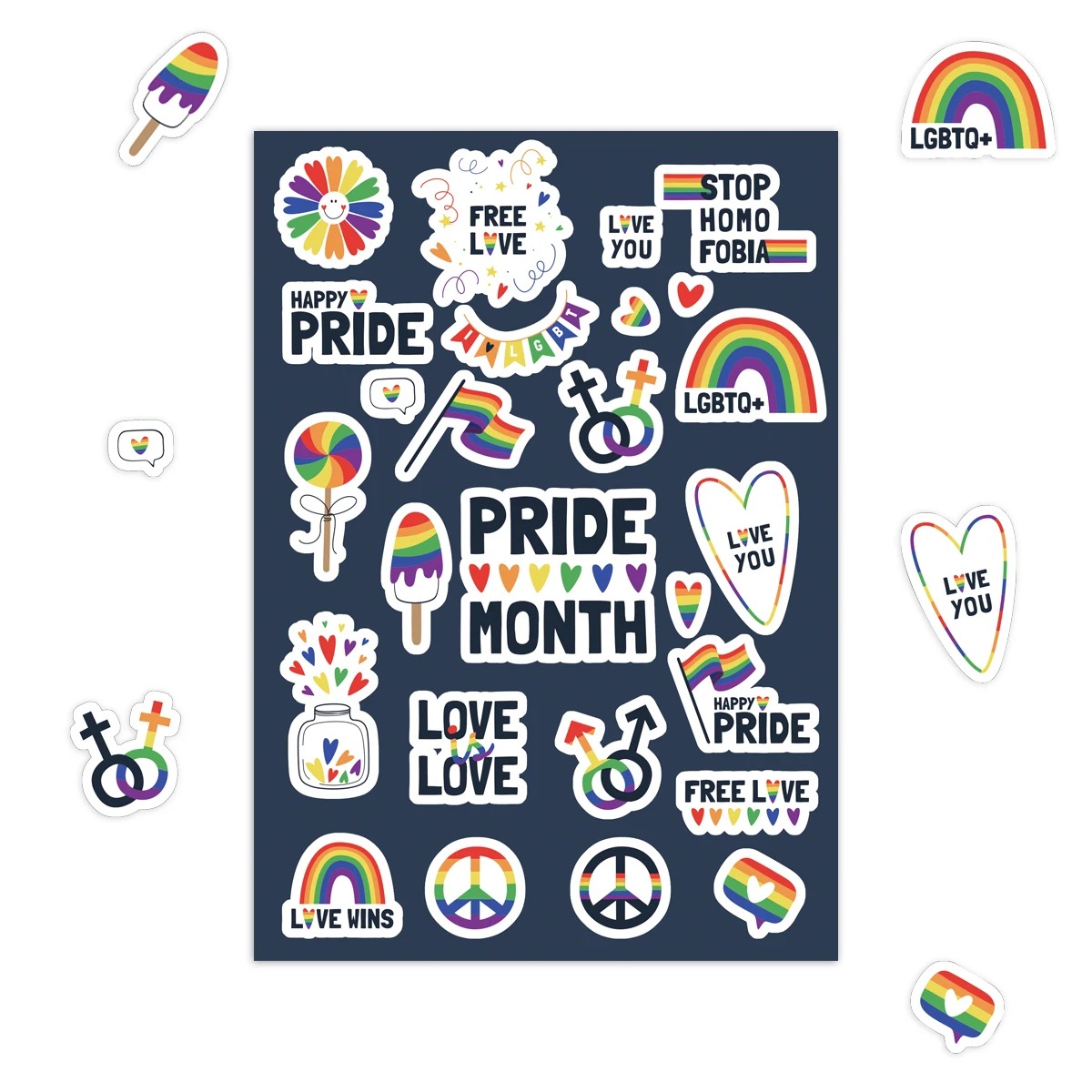 LGBT+ Pride Sticker Sheet - Blue - Rainbow Republic