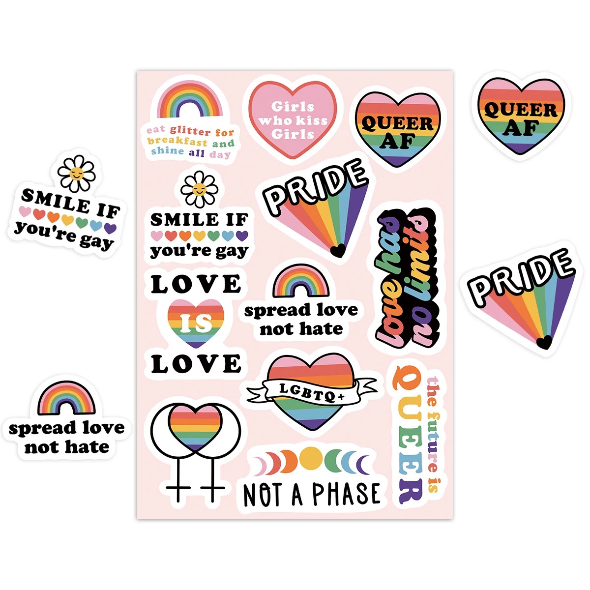 LGBT+ Pride Sticker Sheet - Pink - Rainbow Republic